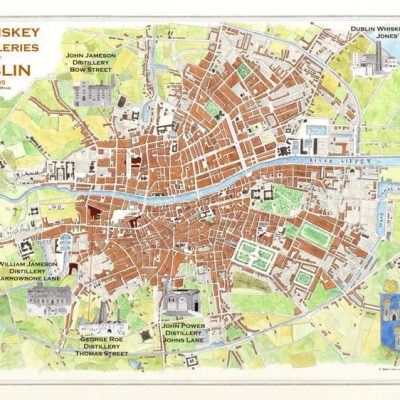 Whiskey Distilleries Of Ireland Map - Mark P Ryan Artist